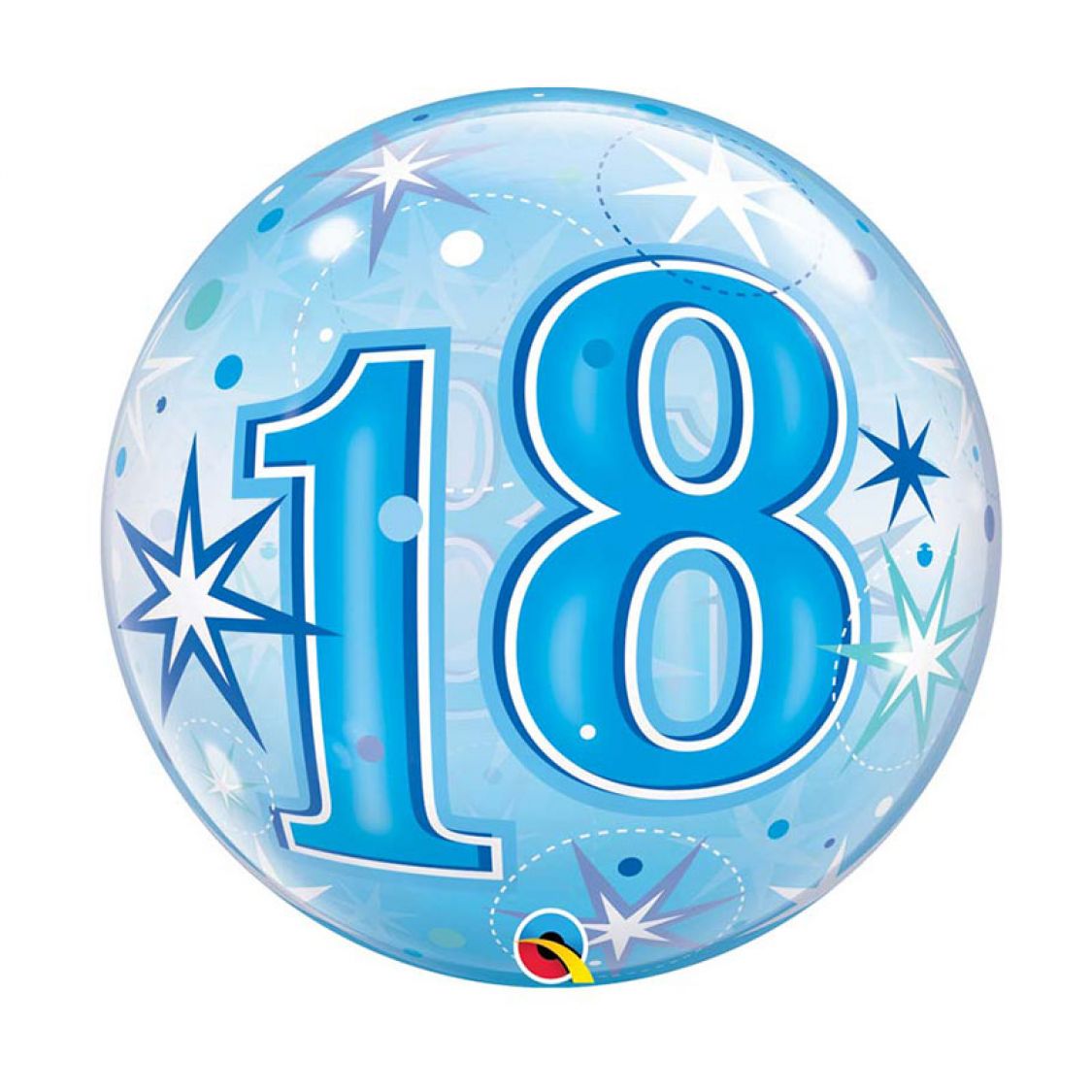 Ballon Bubble chiffre 18 Star Bleu