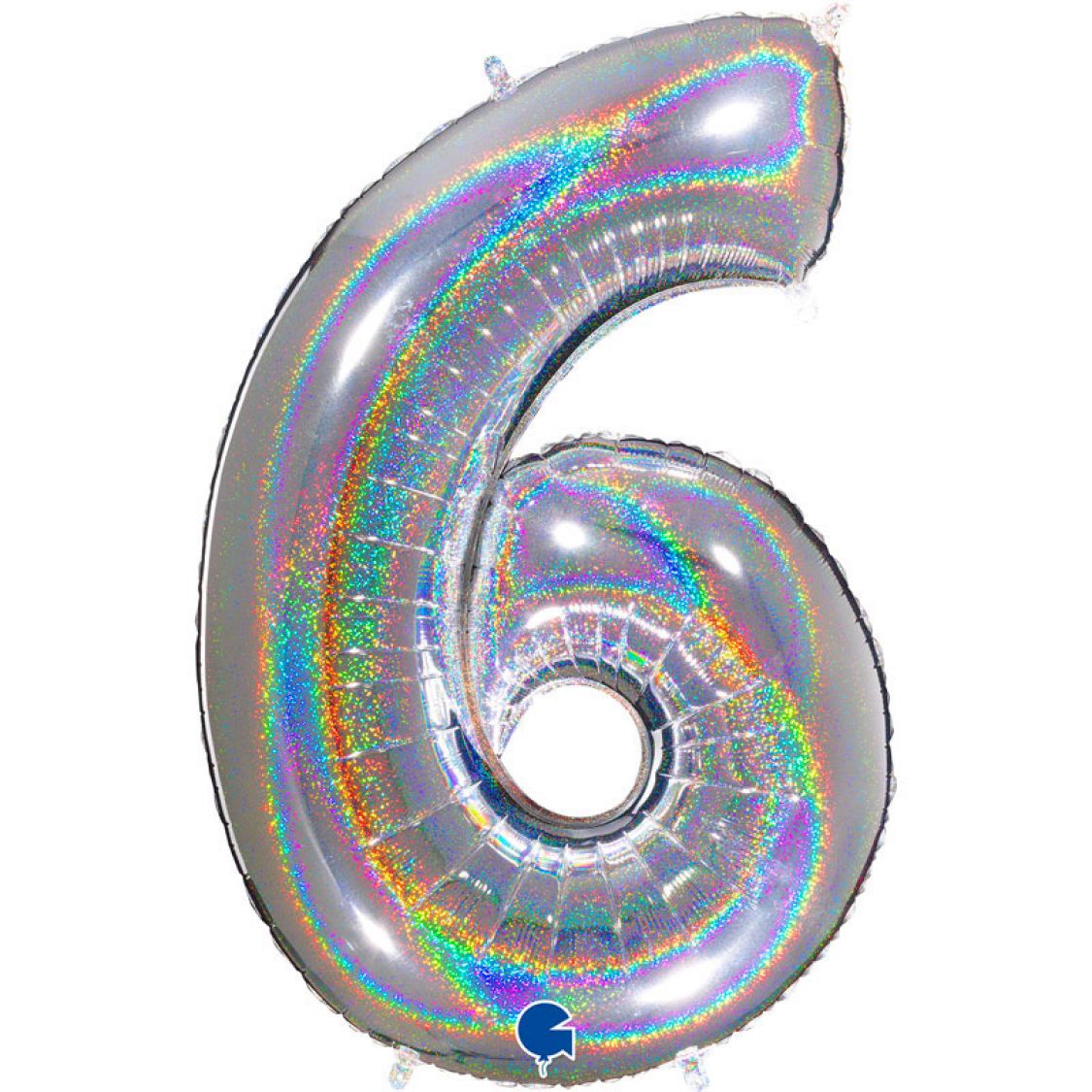 Ballon chiffre 6 Argent Holographique Ballon chiffre 6 Argent Holographique